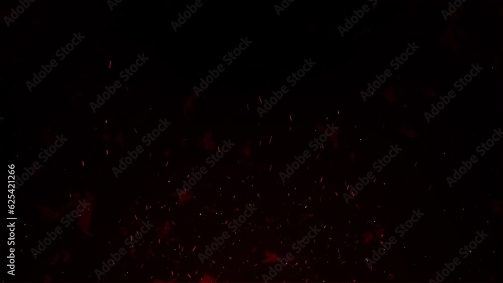 4K 3D Animation of Burning hot bonfire fire sparks dark background ...