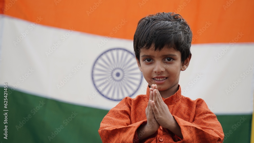 Little Indian boy celebrate the Auspicious Day - Independence Day Or ...