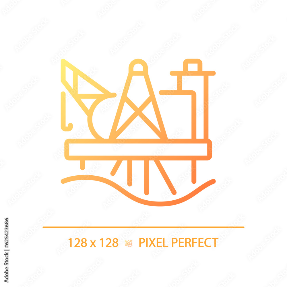 Vetor de Oil platform gradient linear vector icon. Pump jack. Offshore ...