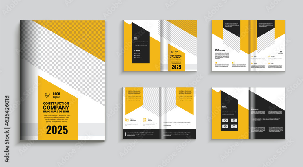 Construction bifold brochure, annual report, leaflet, magazine, booklet ...