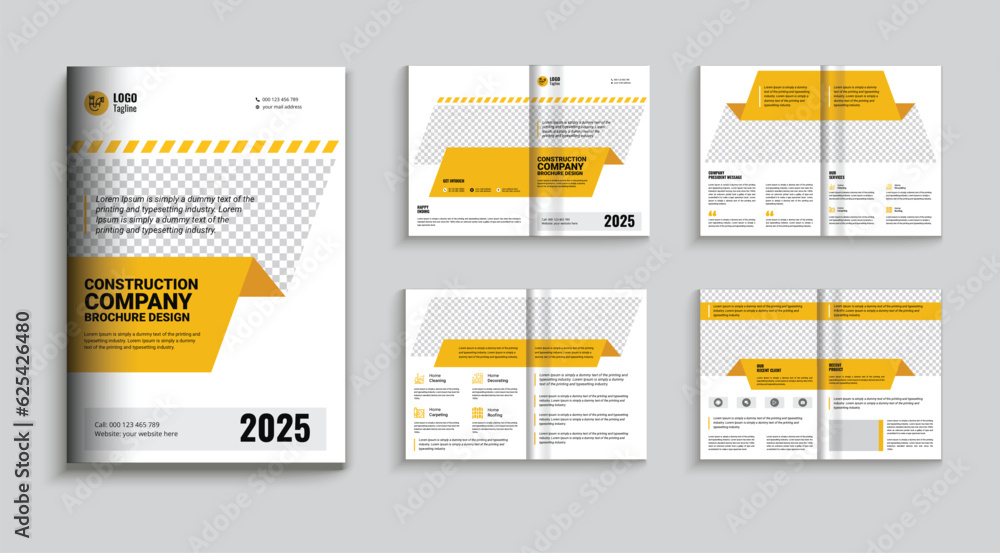 Fototapeta mapa świata dla dzieci Construction bifold brochure, annual ...