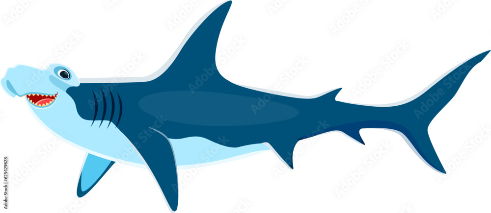 Hammerhead shark character, fascinating sea creature with hammer-shaped ...