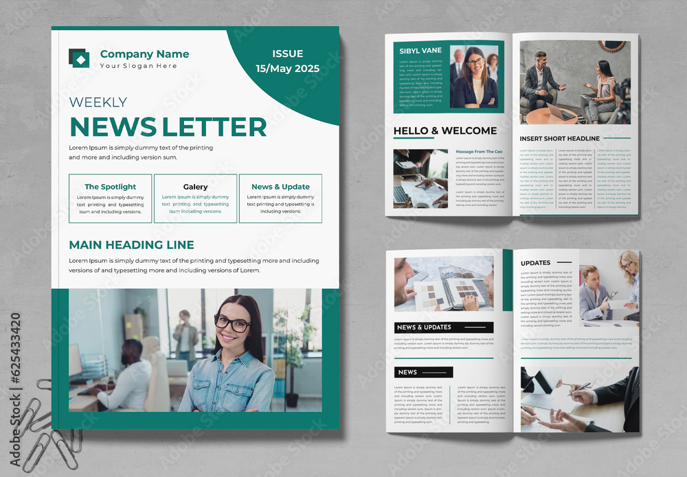 Weekly Newsletter Stock Template | Adobe Stock