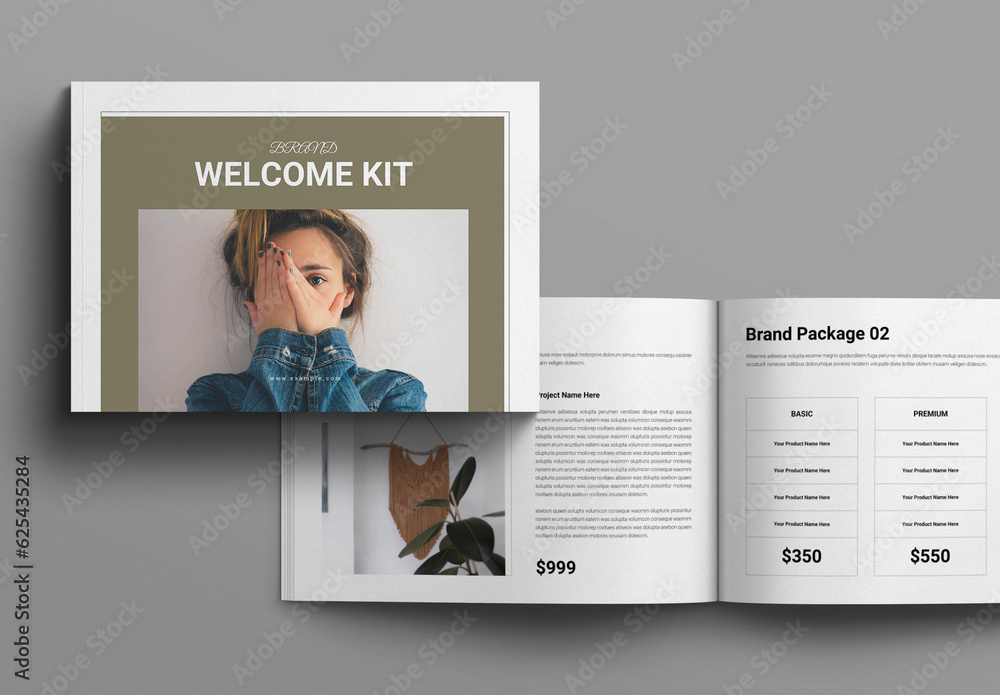 Modelo de Welcome Kit Template Magazine Layout Landscape do Stock ...