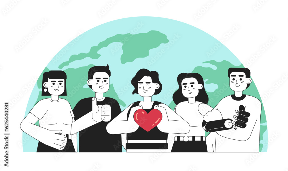 People diversity and inclusivity monochrome concept vector spot ...
