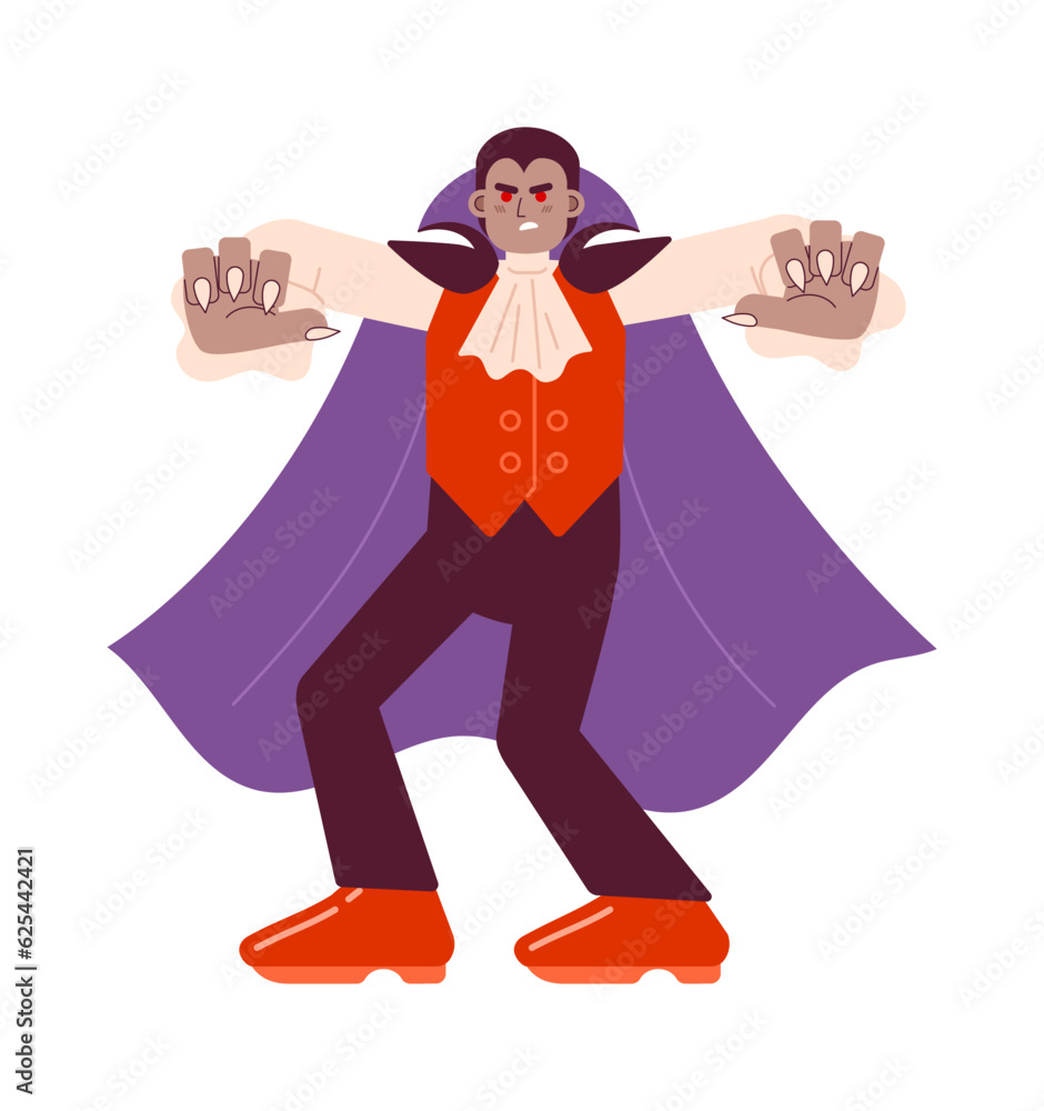 Angry vampire monster flat concept vector spot illustration. Horror ...