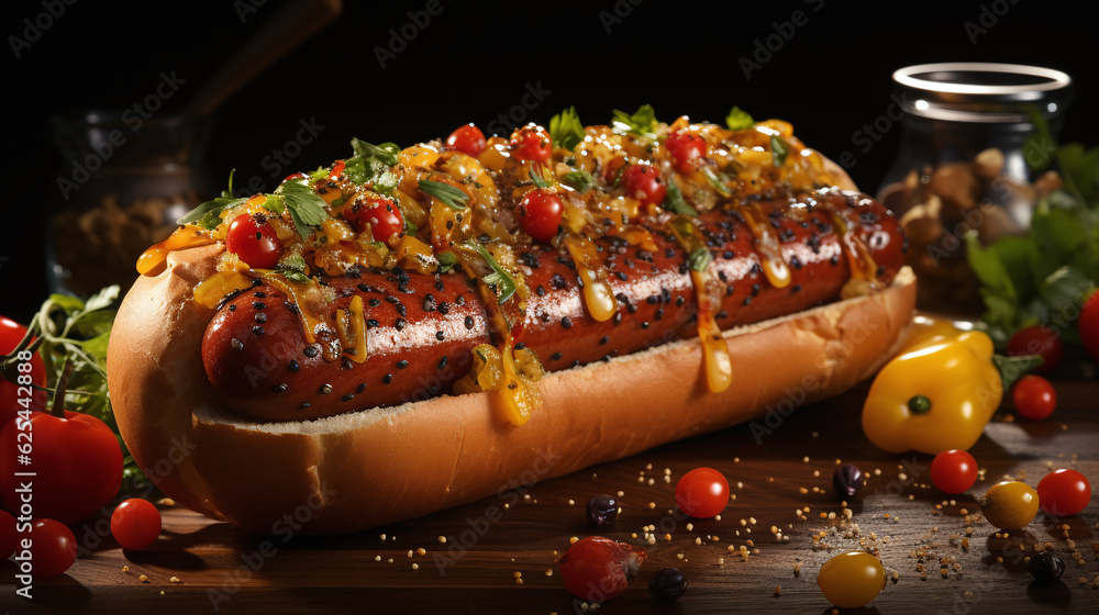 A mouthwatering hot dog advertisement for a renowned food company. Food ...