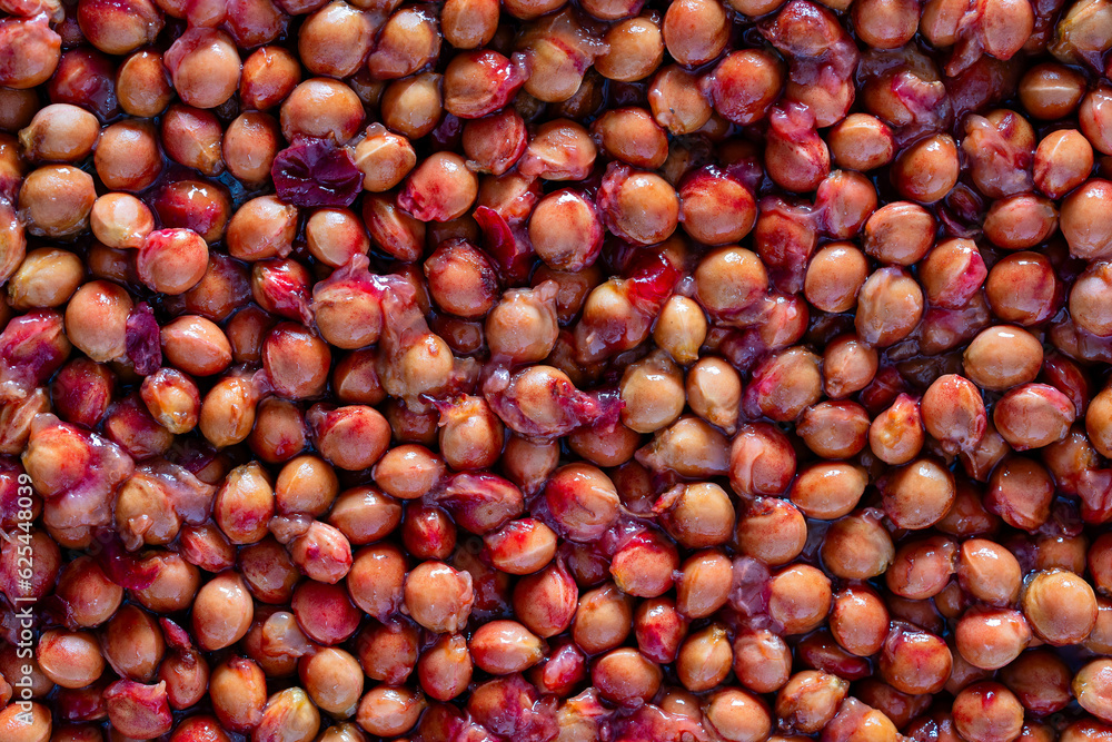 Lots of sour cherry pits as a background closeup. Texture of dried ...