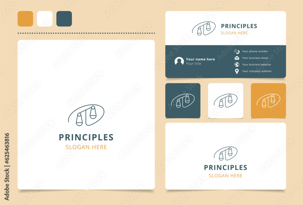 Principles logo design with editable slogan. Branding book and business ...