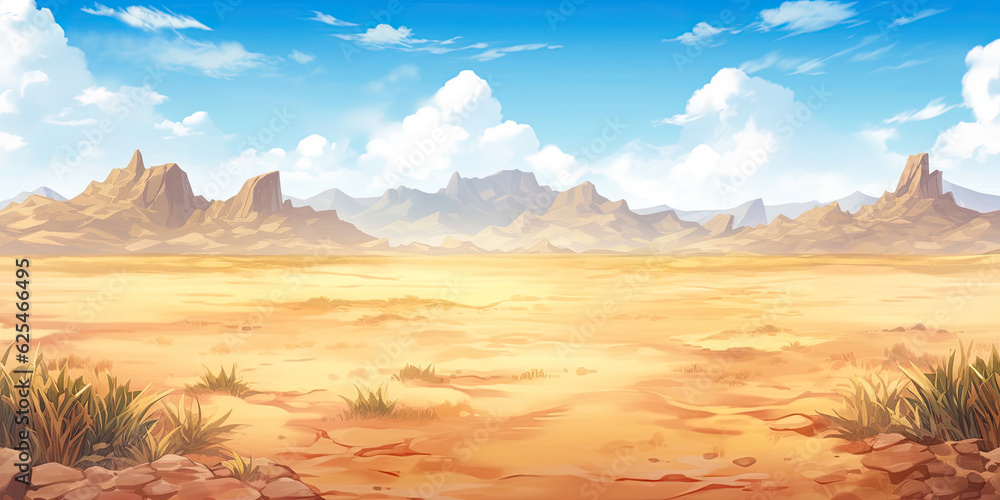Anime sand dunes desert background backdrop illustration, sands blue ...