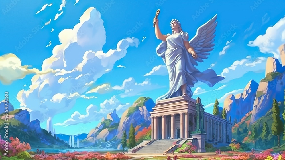 Abstract background statue in the divine palace mythology. The ...