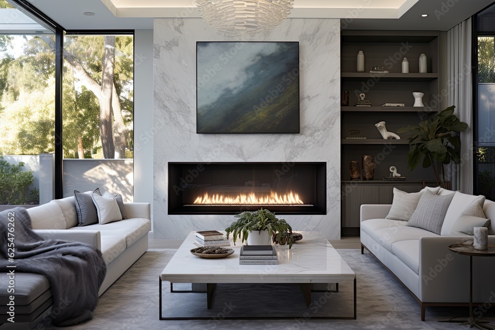 A modern living room featuring an open layout, allowing for seamless ...