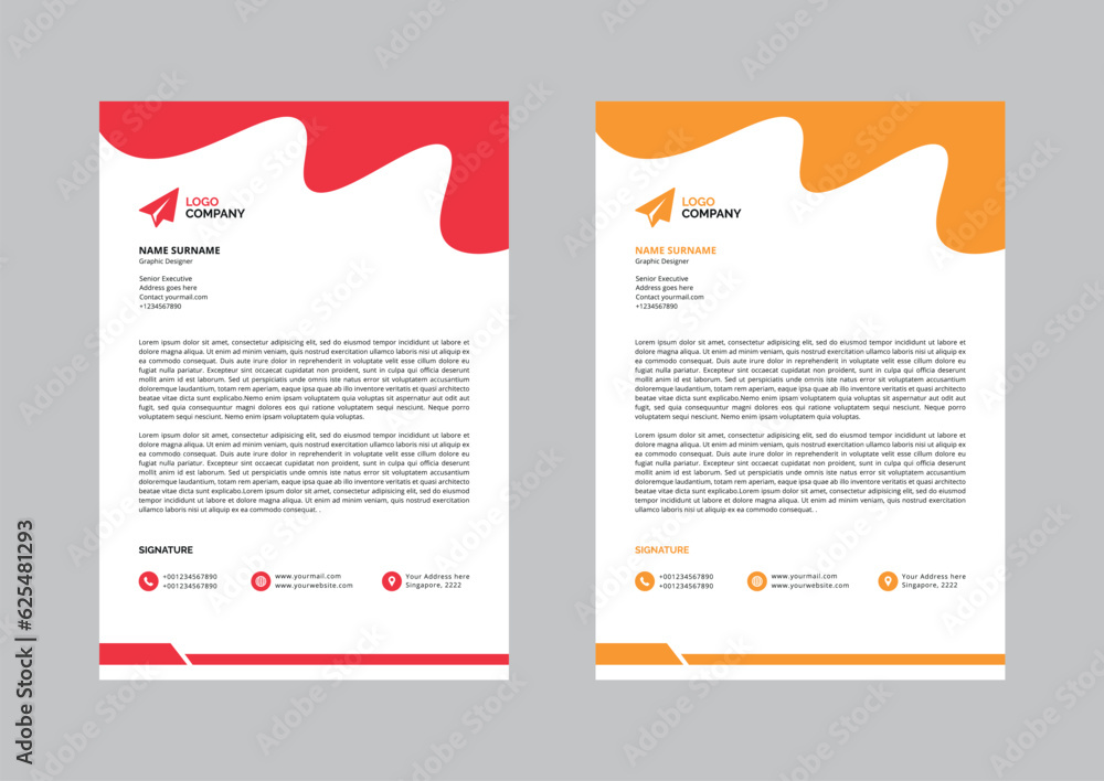 Business letterhead templates A4 size with various colors, Creative ...