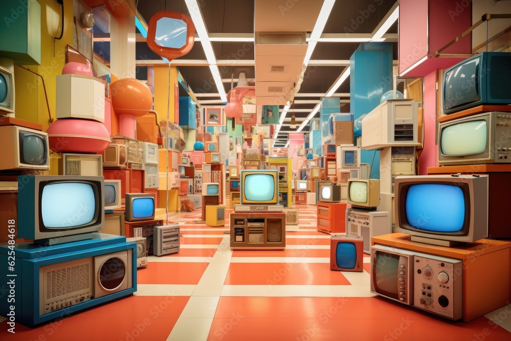 The electronic department store showcases a range of televisions, TVs ...