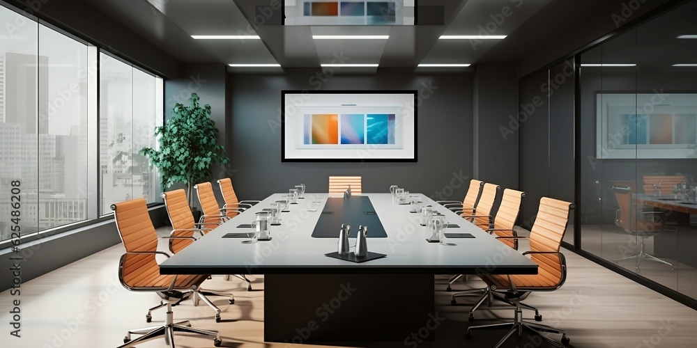 Futuristic Conference Room: A modern conference room equipped with the ...