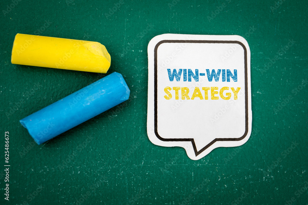 Win-Win Strategy. Speech bubble with text on a green chalkboard ...