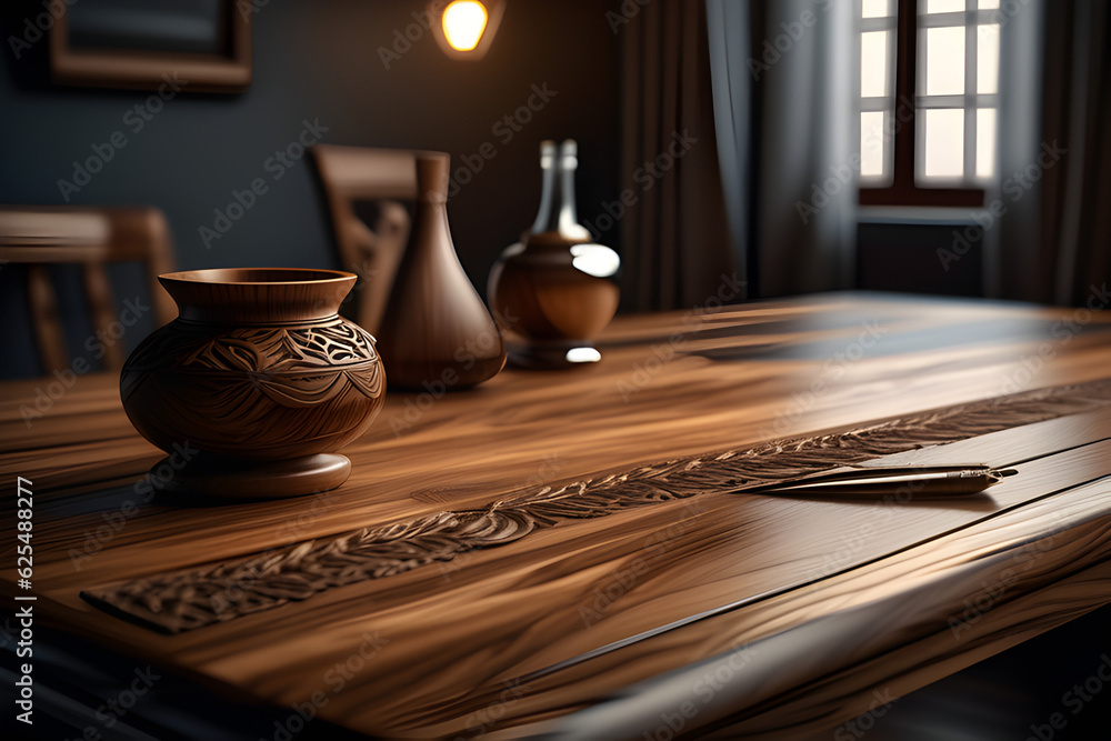 Experience the timeless beauty of a meticulously crafted wooden table ...