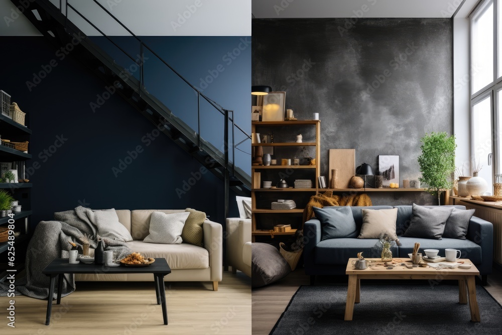 The comparison between a room in an apartment before and after ...