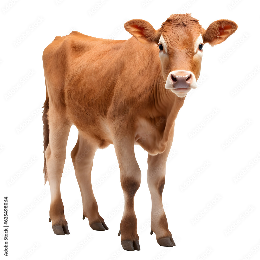 Cow looking forward full body shot on transparent background cutout ...