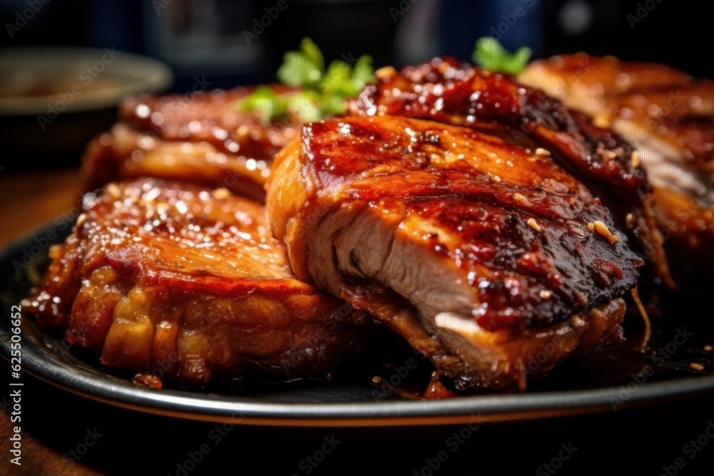 Foto de Peking Pork Chops, with a close-up revealing the texture and ...