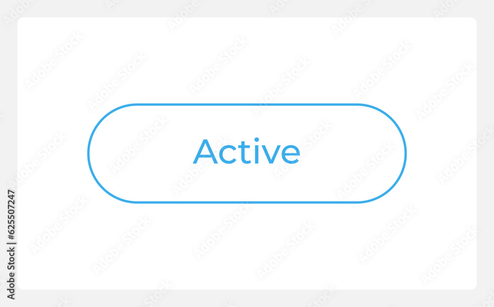 Active button state UI element template. Editable isolated vector dashboard component. Flat user ...