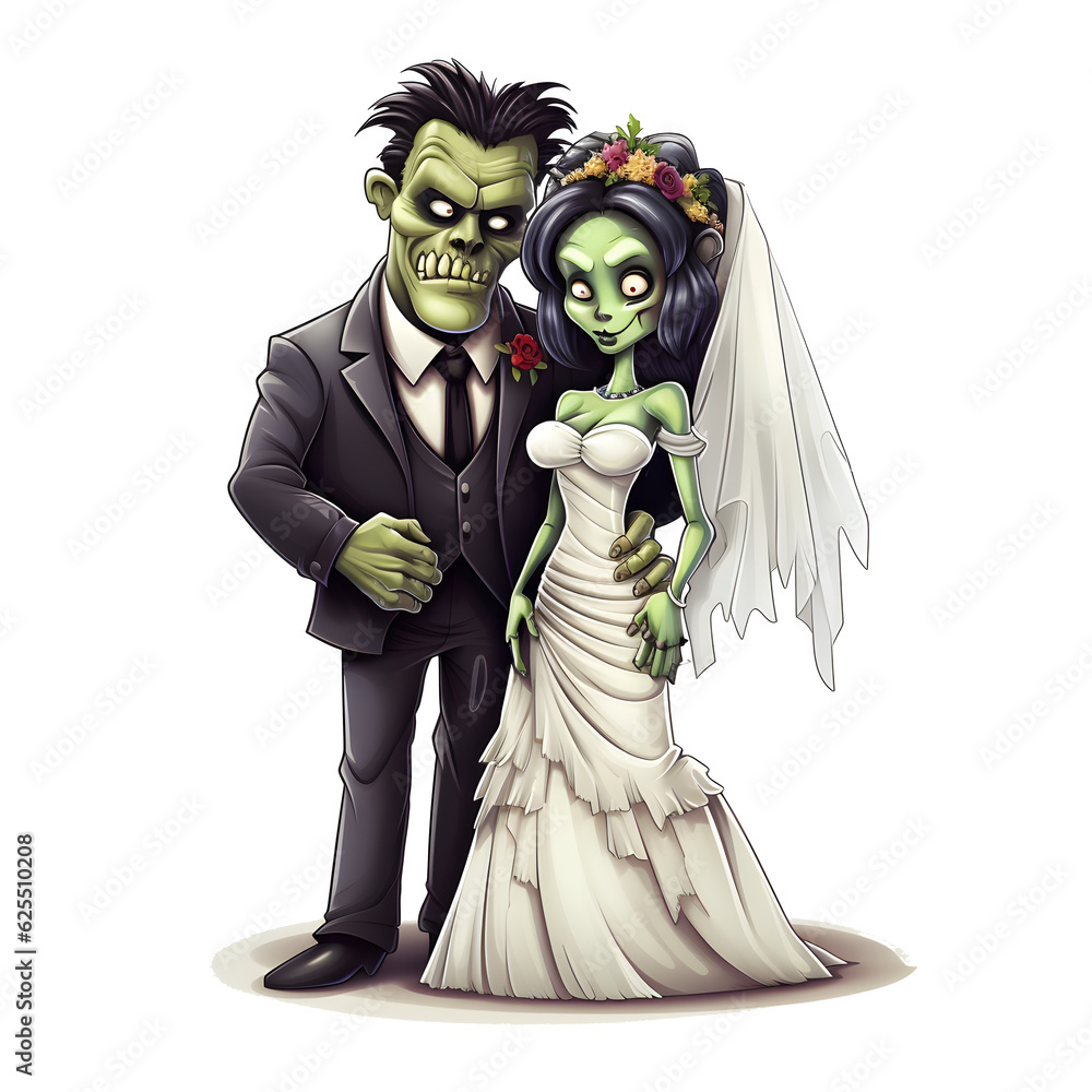 frankenstein and his bride clipart, transparent background Stock ...