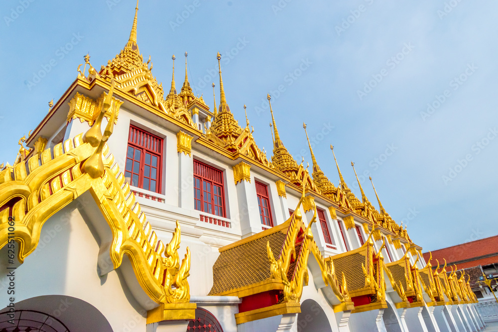 Golden metal castle illuminated, Wat Ratchanatdaram Woravihara, Loha ...