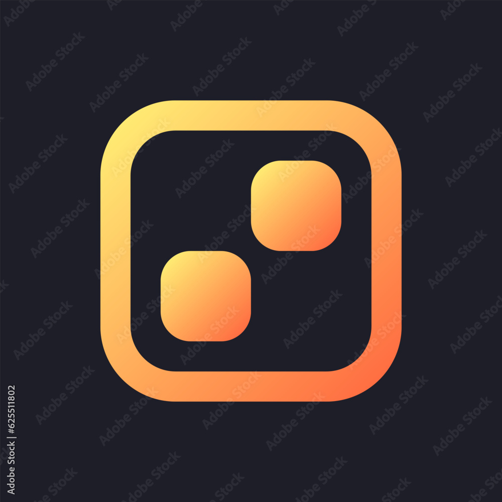 Pixelated transition effect orange solid gradient ui icon for dark theme. Filmmaking technology ...