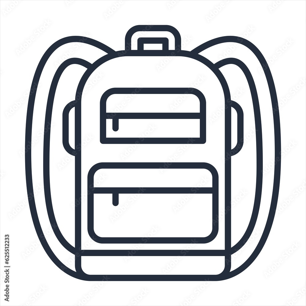 Line Backpack icon isolated on white background. Outline symbol for ...