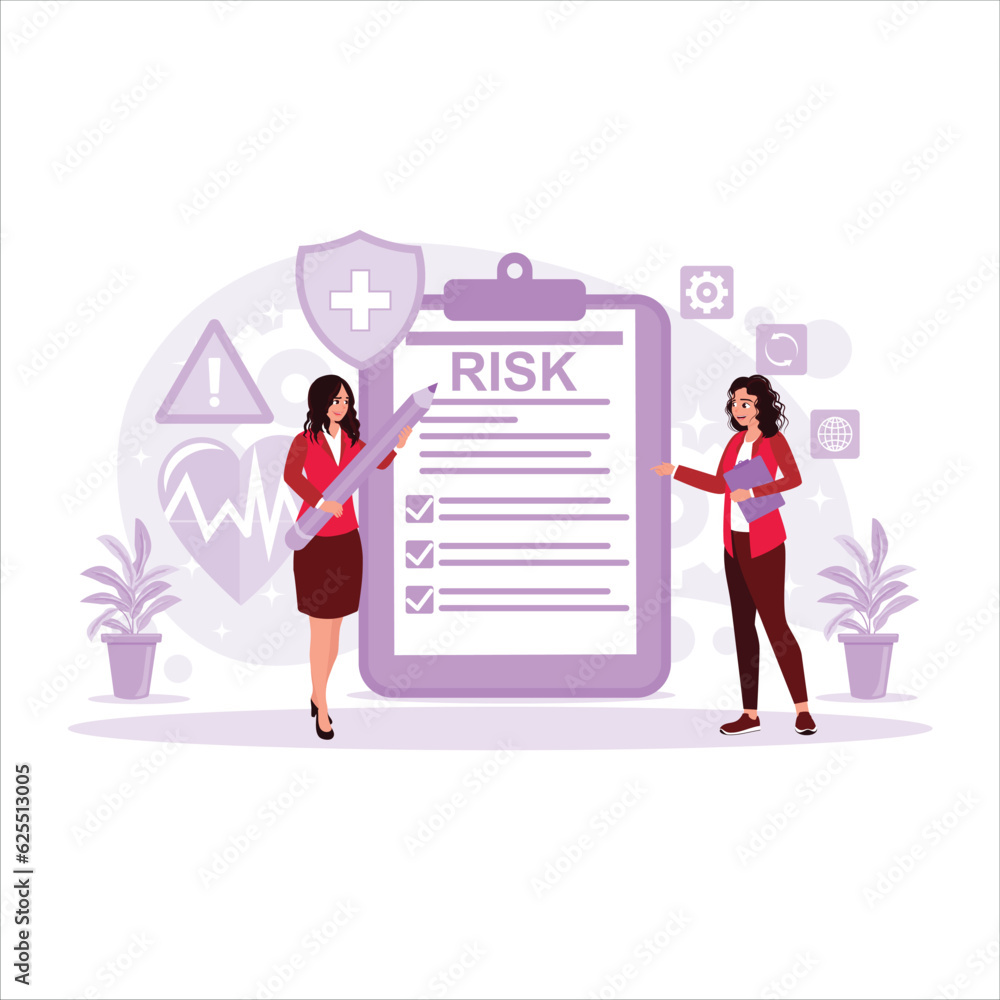 The manager holds the pen and the risk matrix form. Industrial and ...