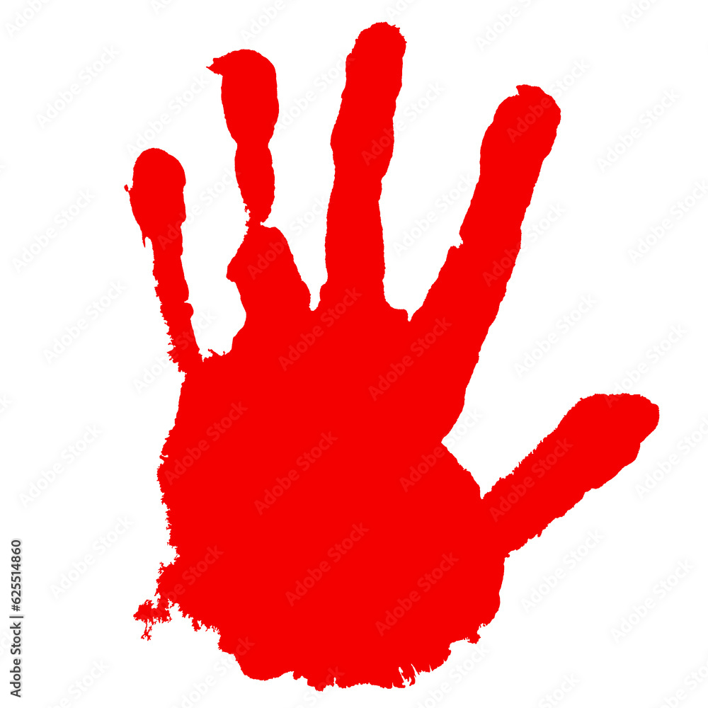 Bloody palm print isolated on transparent background. Thriller concept ...