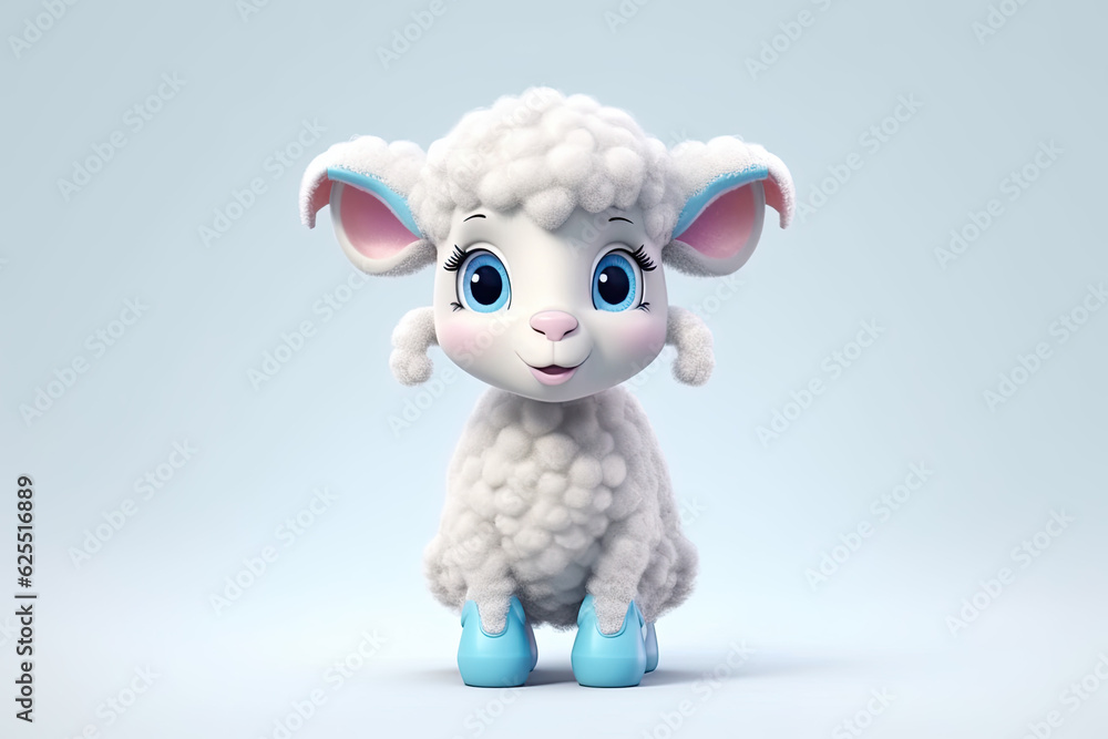 Cute baby sheep 3d character isolated curly Stock Illustration | Adobe Stock