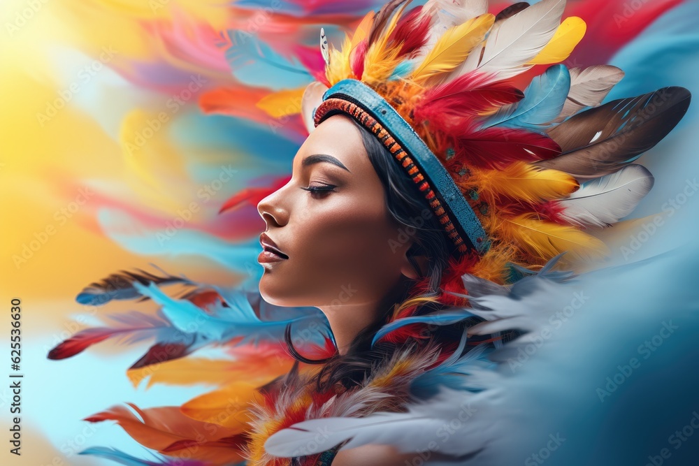 traditional Native American with feathers background Indigenous Peoples ...