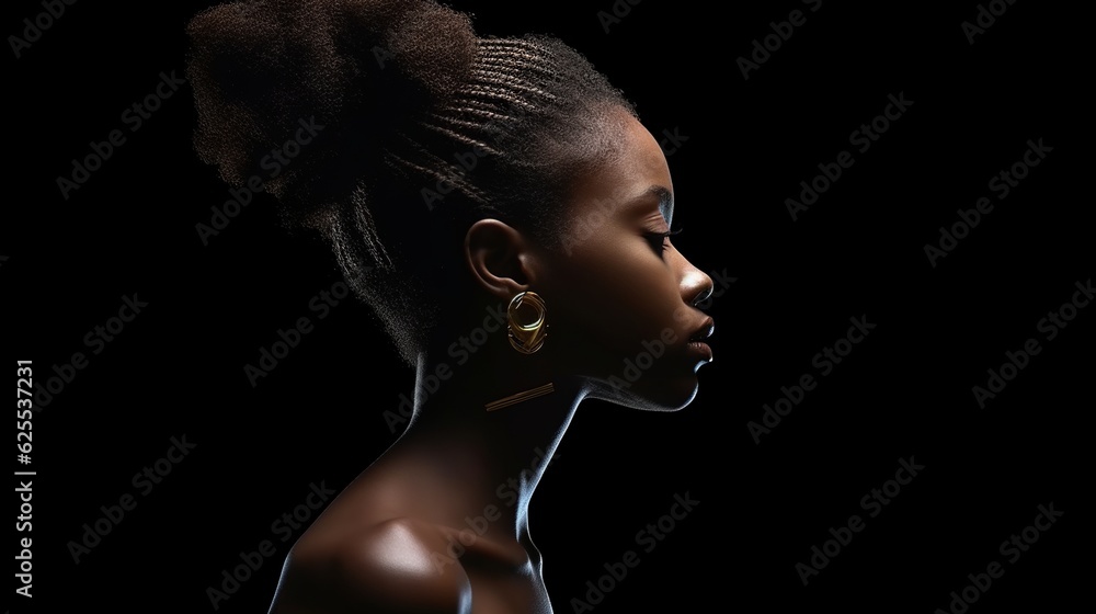 Black History Month, Side view of Black woman, Generative ai Stock ...