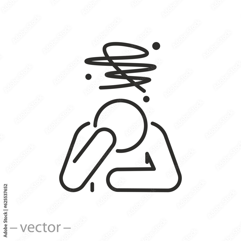 man depressed icon, human holding his head with his hand, feeling sad ...