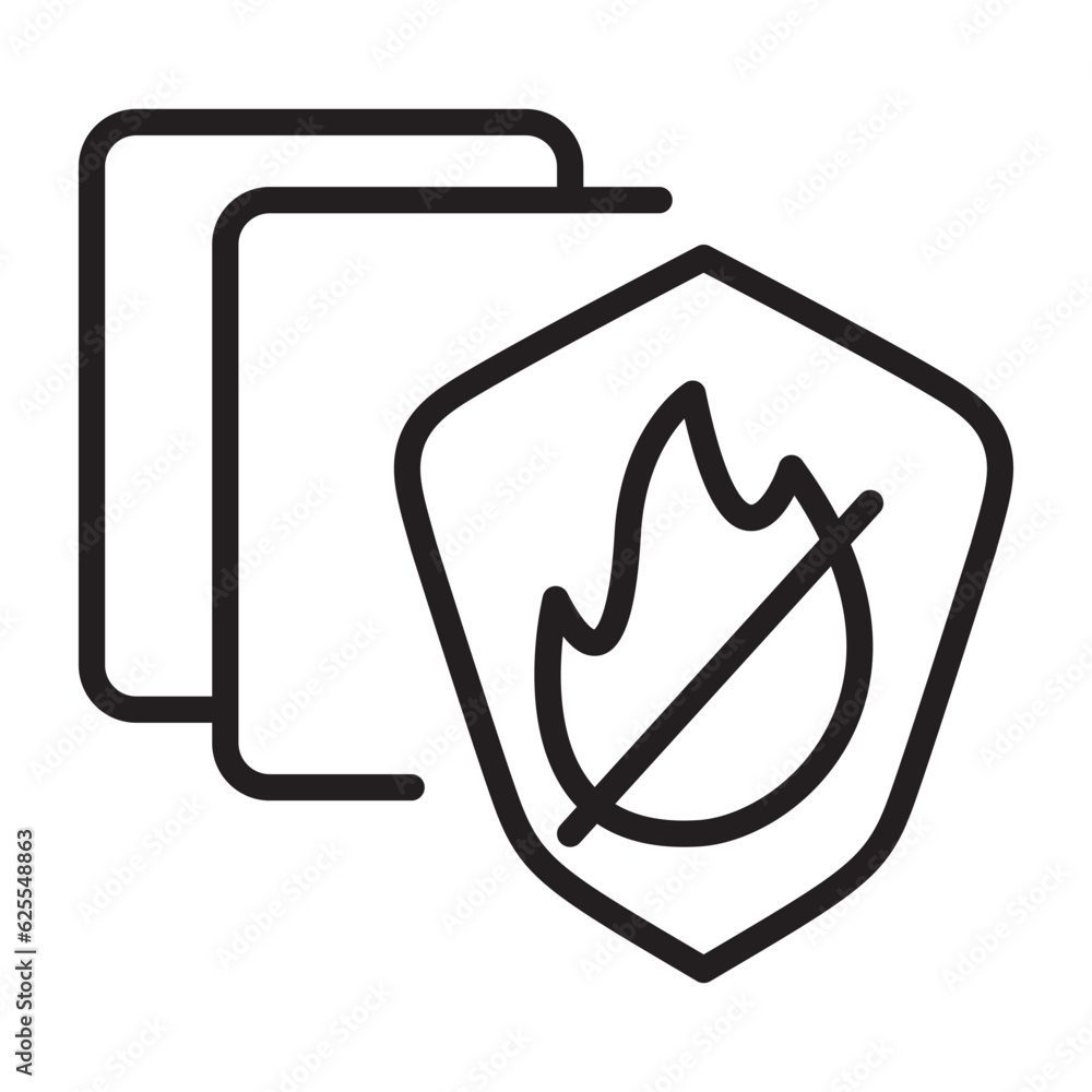 Flame retardant icon.Fire resistant material .Vector flat illustration ...