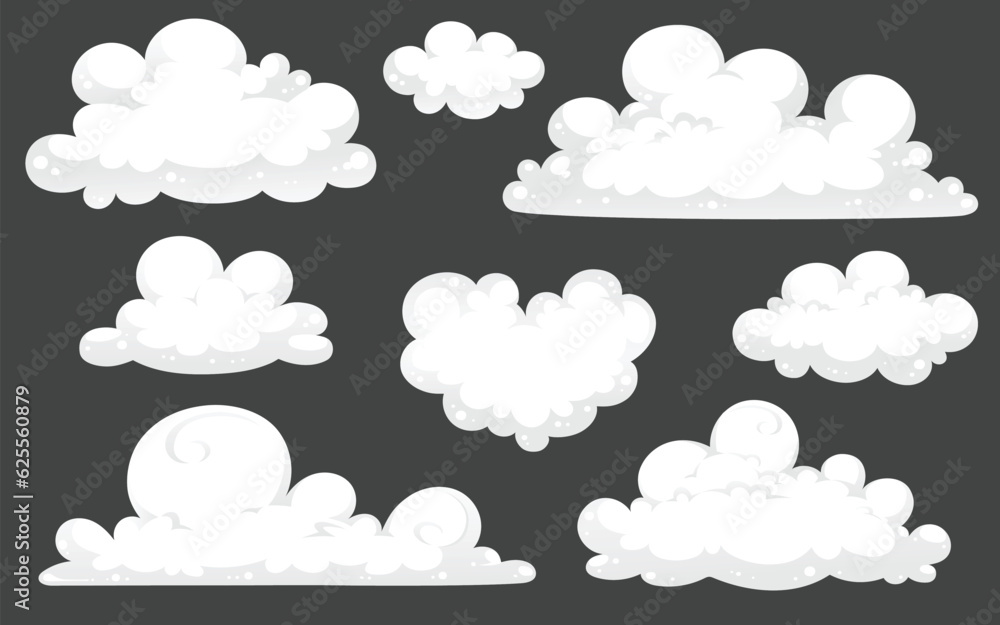 Cute cartoon clouds in night sky. vector illustration Stock Vector ...