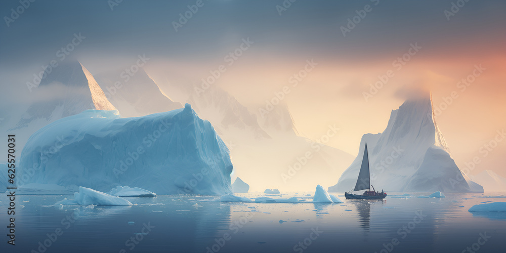 Giant icebergs floating in the Arctic sea, landscape images, HD ...