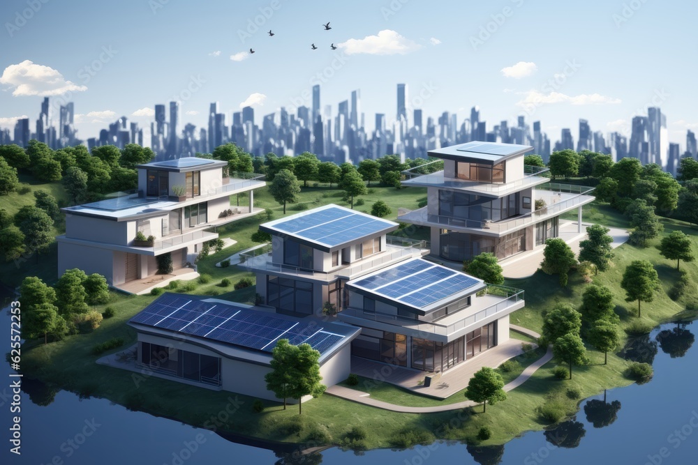 Eco Friendly Community. Environmental and green urban society. Wind ...