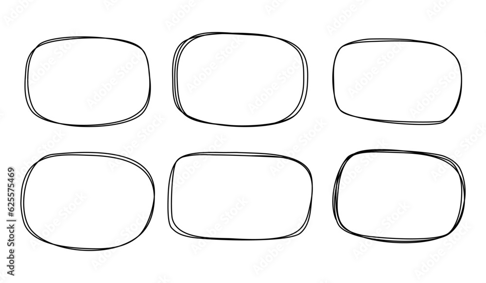 Vetor de Set of Rectangle Shape Hand Drawn Frame Curve Vector Editable ...