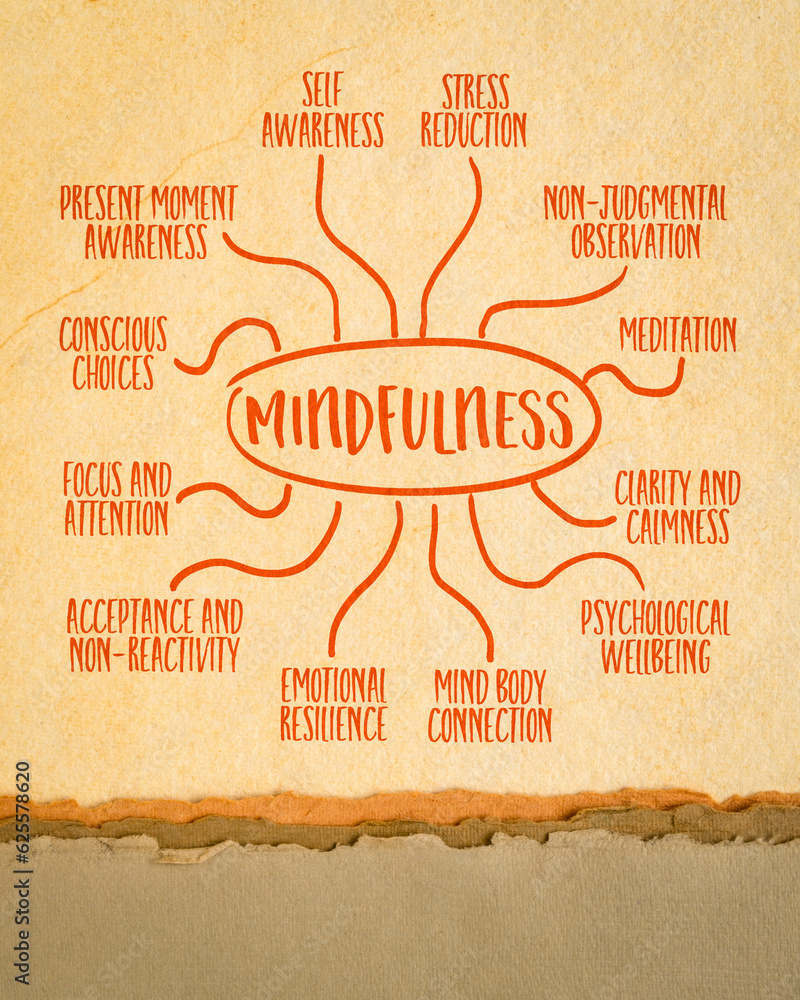 Photo & Art Print mindfulness infographics or mind map sketch on art ...