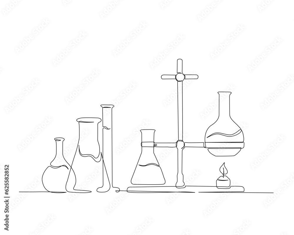 Continuous one line drawing of laboratory test tube. laboratory ...