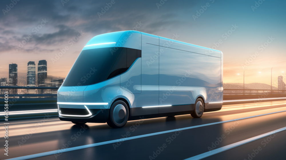 Concept design of a futuristic EV electric vans or trucks on the ...