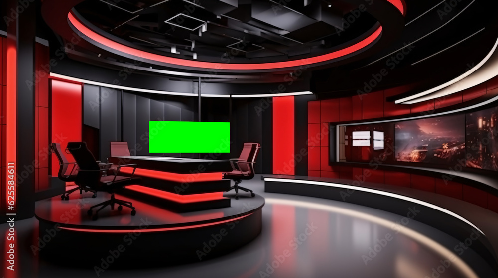 Tv Studio. Backdrop for TV shows .TV on wall. News studio. Generative ...
