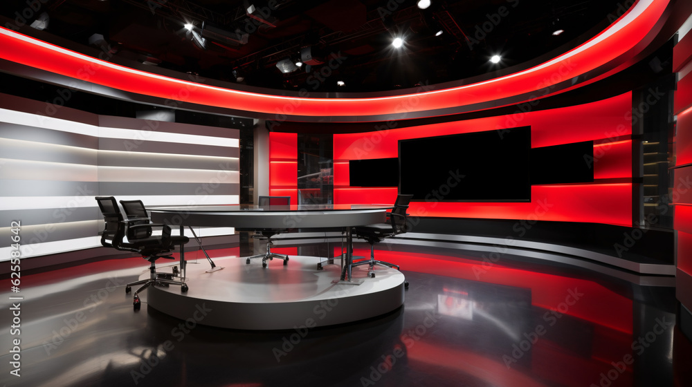 Tv Studio. Backdrop for TV shows .TV on wall. News studio. Generative ...
