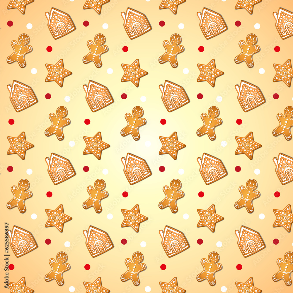Gingerbread Christmas pattern, happy man cookie for Santa. Print for a ...
