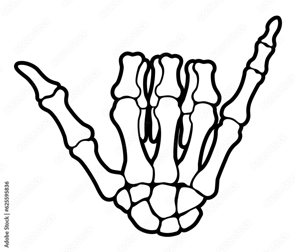 Shaka skeleton hand sign for halloween illustrations Stock Vector ...