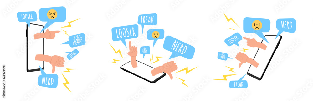 cyber bullying illustration with smartphone Stock Vector | Adobe Stock