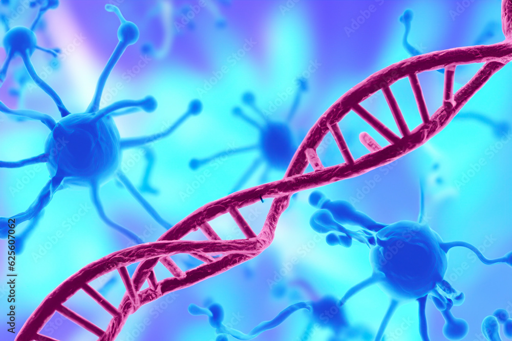 DNA. Illustration of the molecular structure of DNA strands of human ...