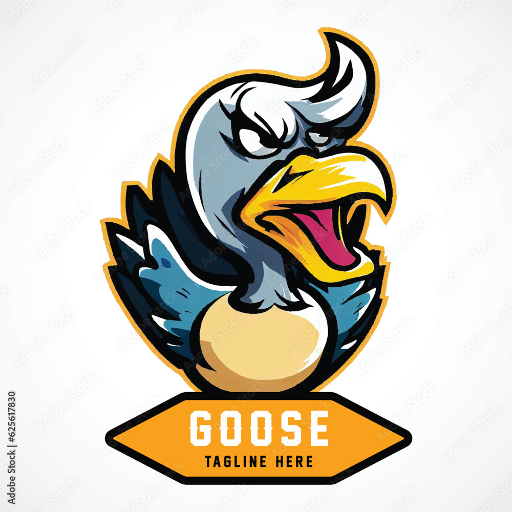 Multipurpose Angry Goose E sports Mascot Logo Design Template. Goose ...